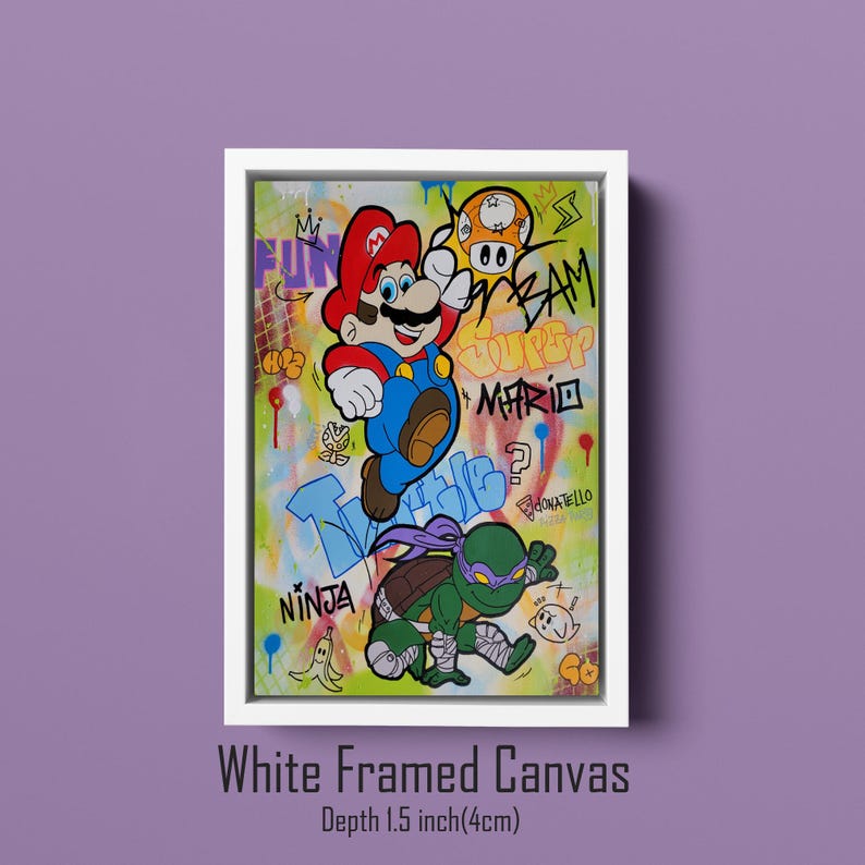 Ninja Turtle and Super Mario Pop Art Canvas Wall Art – Bold and ...