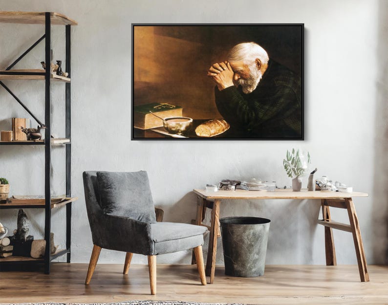 Eric Enstrom Grace Man Praying Over Bread (new High Resolution) Print ...