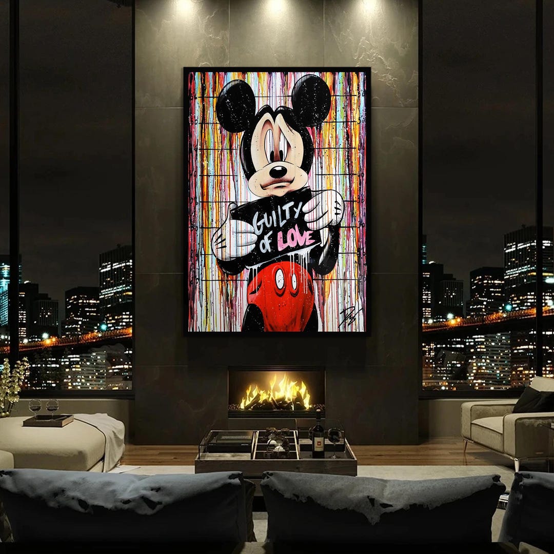 Banksy Guilty Love Mickey Mouse Pop Art Canvas - Street Graffiti Wall ...