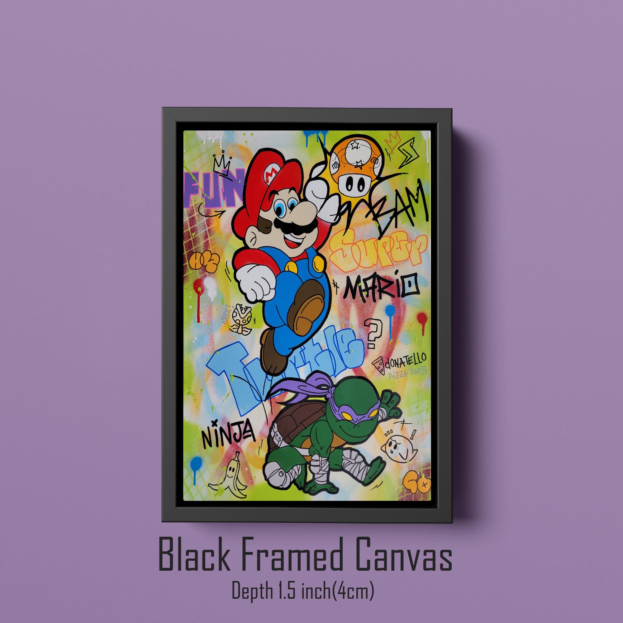 Ninja Turtle and Super Mario Pop Art Canvas Wall Art – Bold and ...