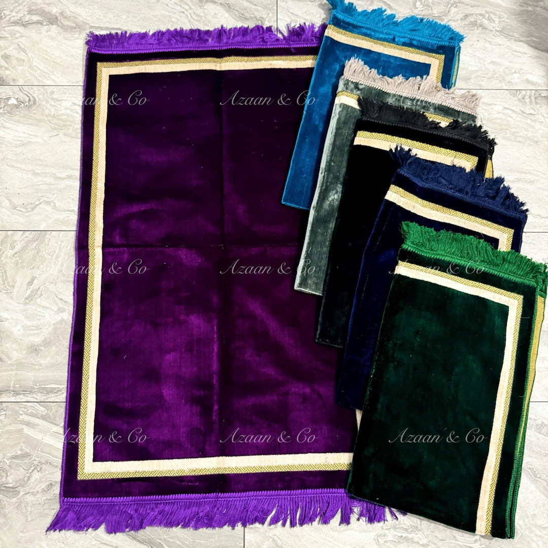 Soft Prayer Mat Plain Border | Size 70cm × 110cm Janamaz Salah Carpet ...