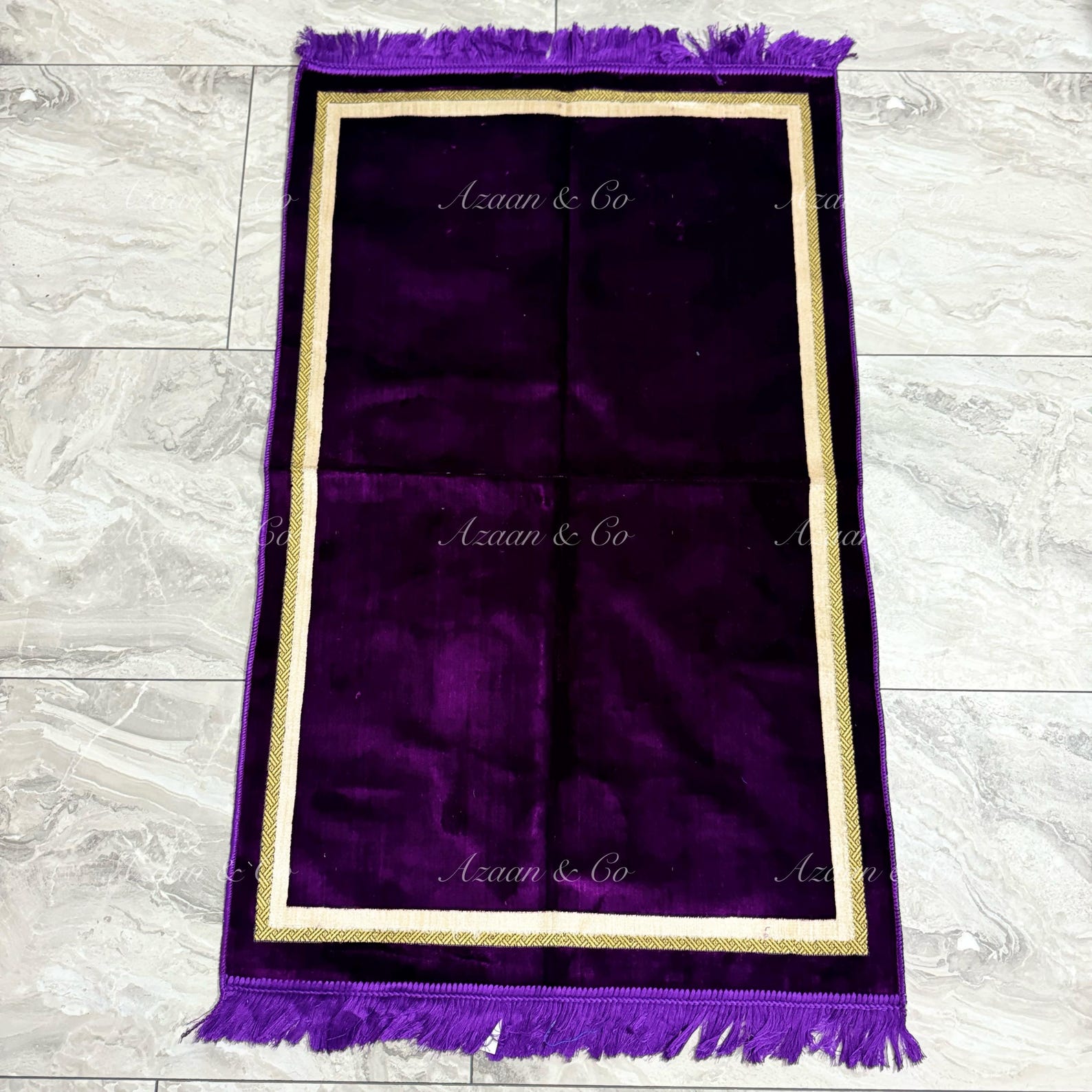 Soft Prayer Mat Plain Border | Size 70cm × 110cm Janamaz Salah Carpet ...