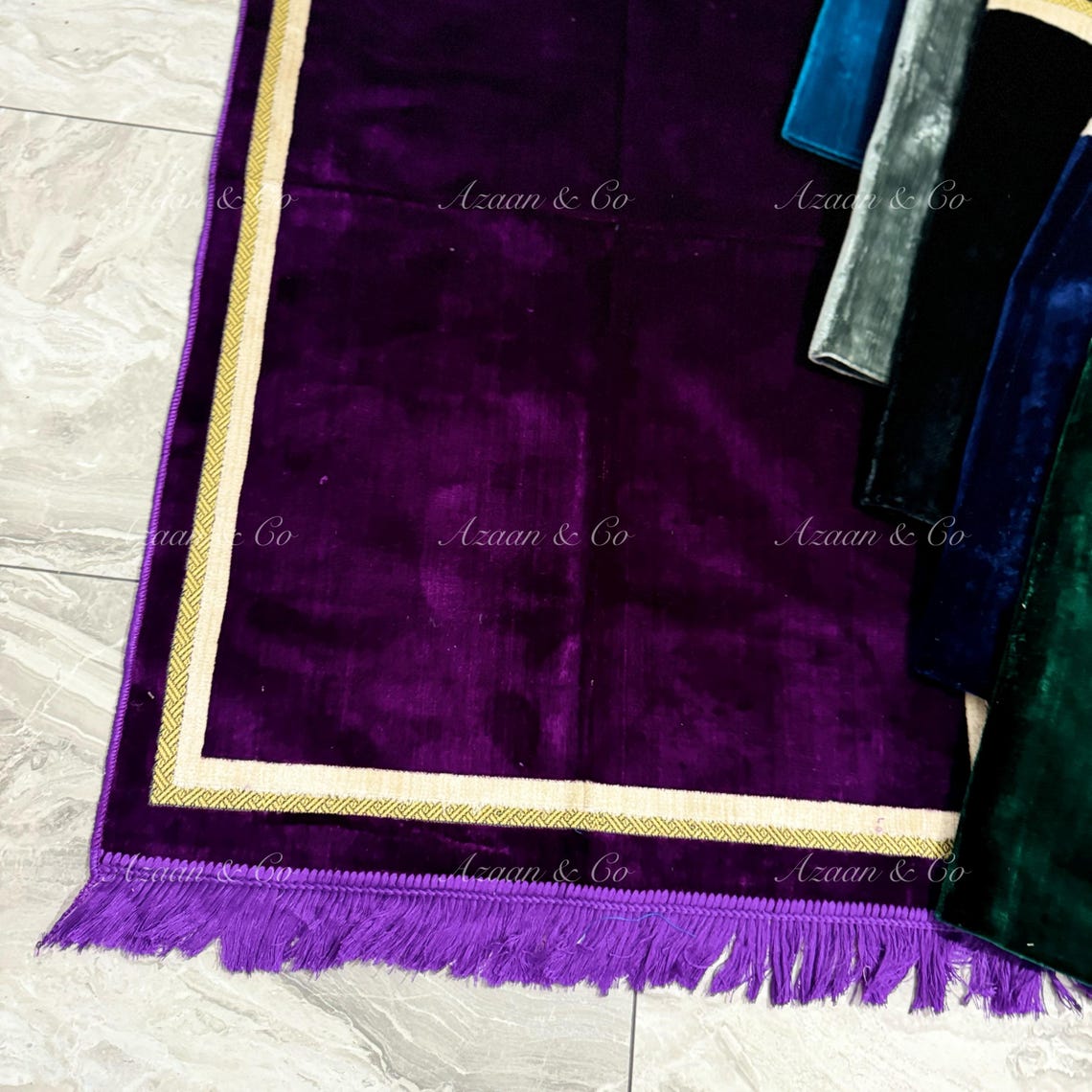 Soft Prayer Mat Plain Border | Size 70cm × 110cm Janamaz Salah Carpet ...