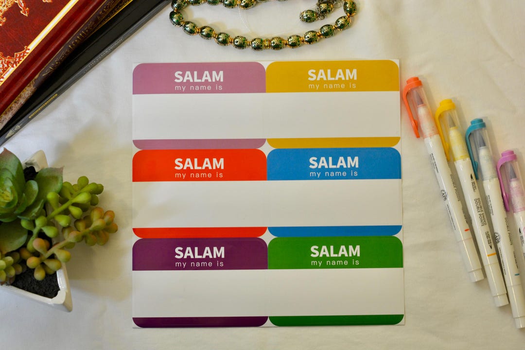 Name Tags, Stickers, Hello My Name Is, Salam My Name Is, Salaam, Islam ...