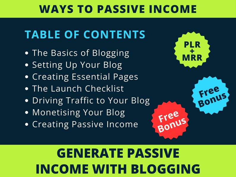 Generate Passive Income With Blogging, PLR and MRR Rights, Resell With Profit, Canva Editable ...