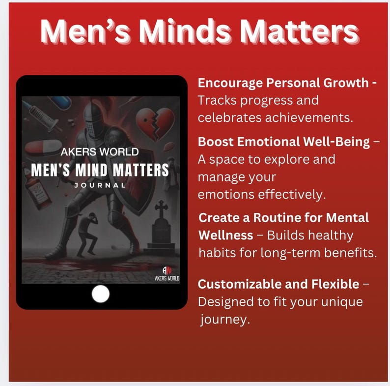 Men’s Minds Matter - Mental Health Journal | Digital Self-care & Wellness Planner for Men - Etsy