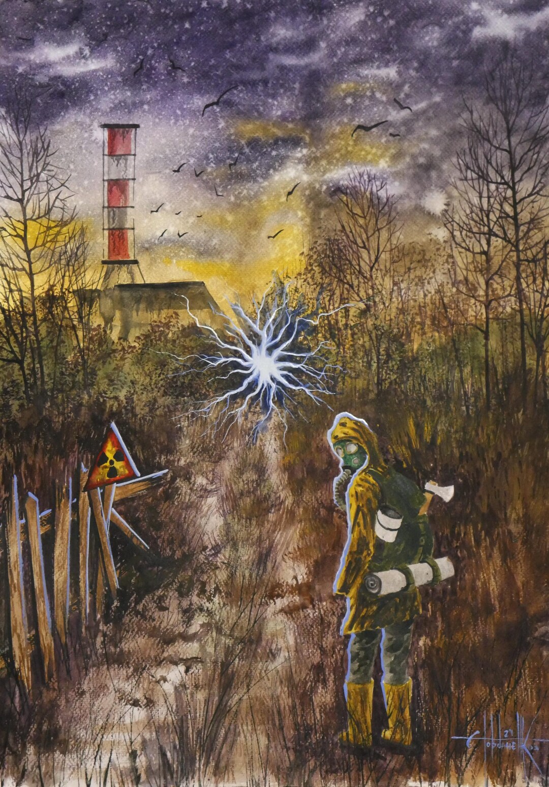 S.T.A.L.K.E.R. 2 Path. Original Watercolor Painting on Paper. Wall Art ...