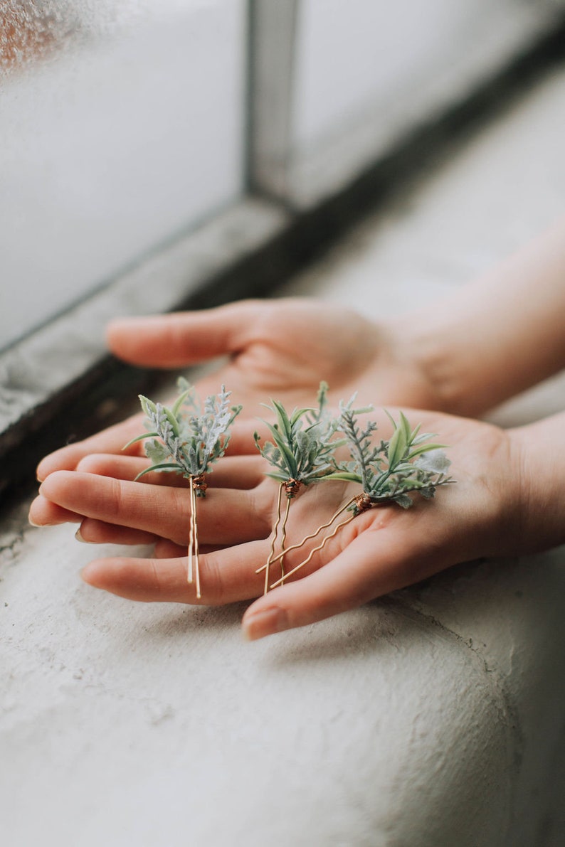 Eucalyptus Hair Pin Set Greenery Bobby Pin Set Greenery - Etsy