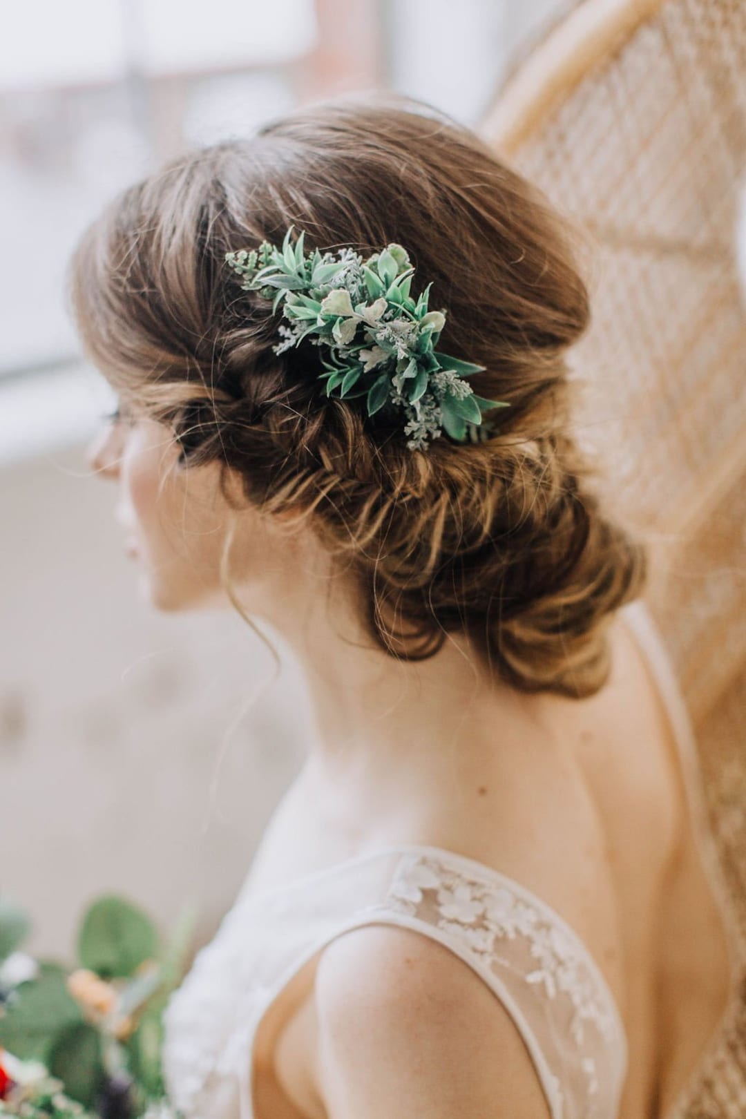 All Green Comb, Natural Hairpiece, Leaves Comb, Green Headpiece ...