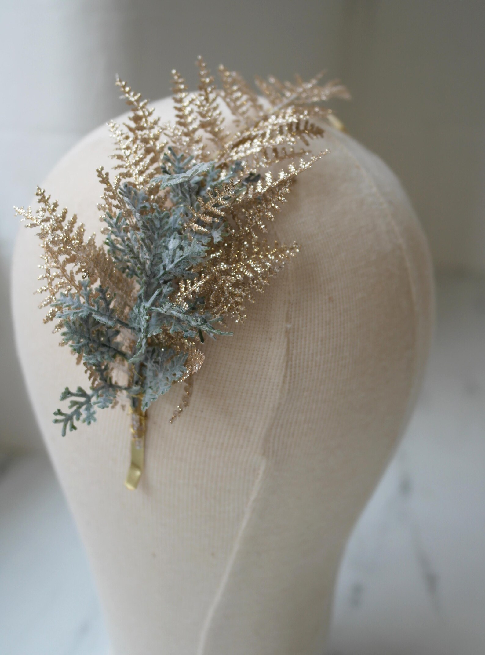 Gold Leaf Hairband With Fern Statement Gold Fern Headpiece | Etsy