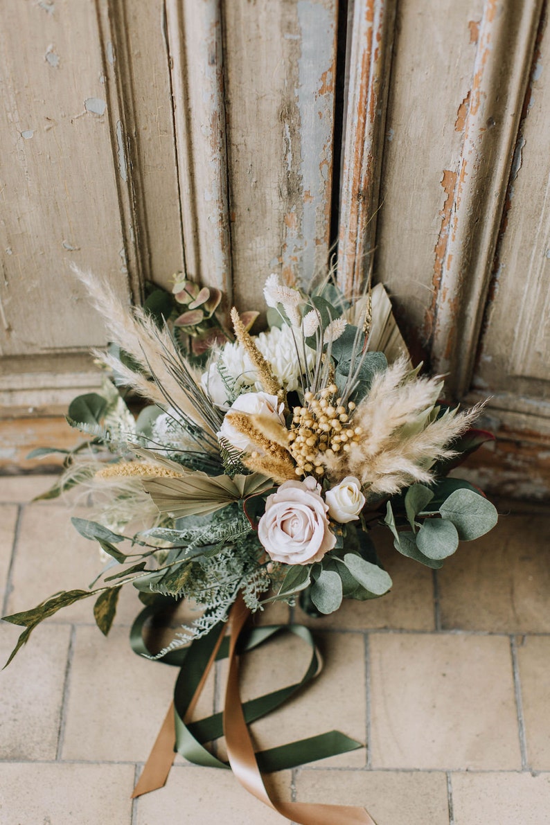 Pampas Grass Bouquet Eucalyptus Bouquet Large Wedding Etsy