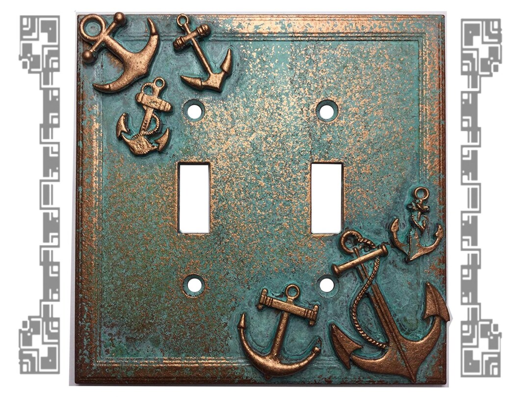 Anchors Aged Double Light Switch Cover - Etsy