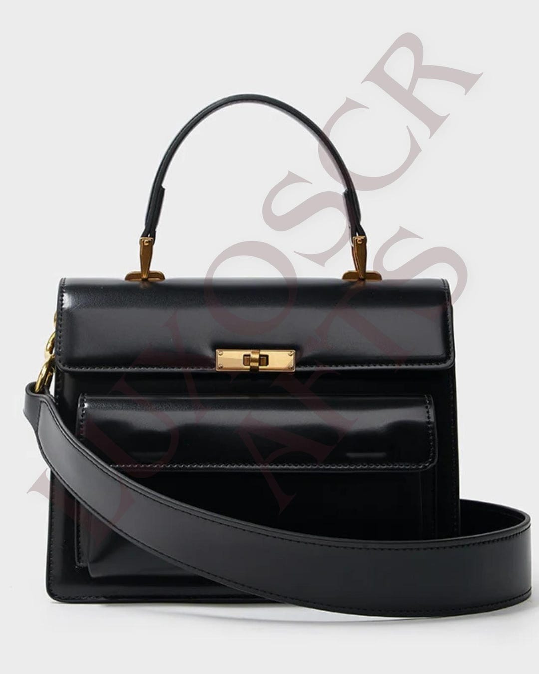 Black Leather Crossbody, Structured Top Handle Bag, Formal Evening ...