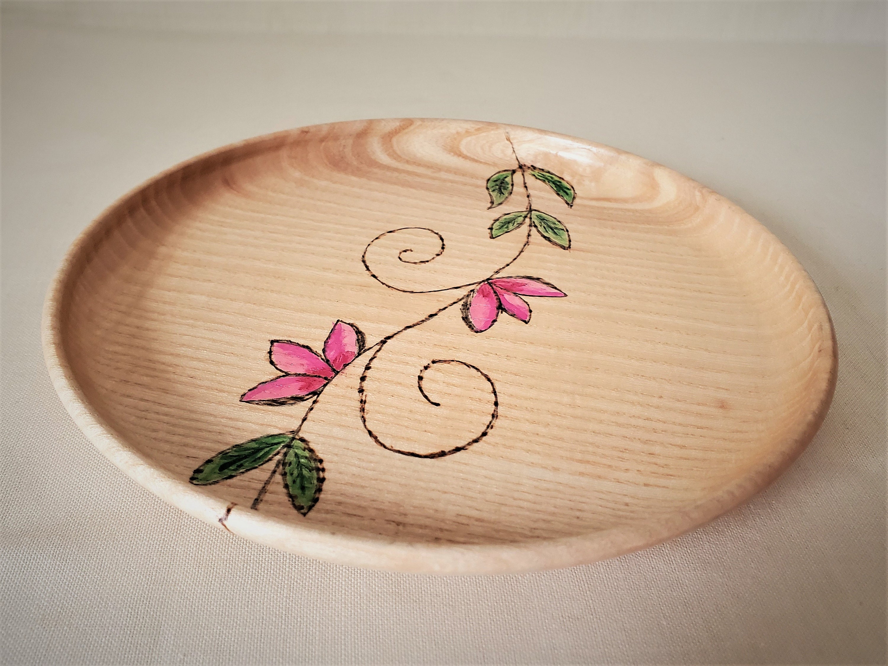 Whimsical Wooden Pyrography Plate - Etsy