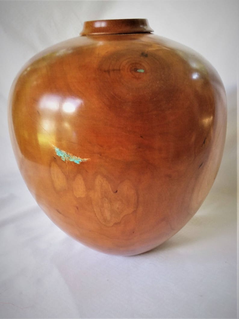 Florero hueco de madera girada a mano recipiente de cerezo - Etsy México