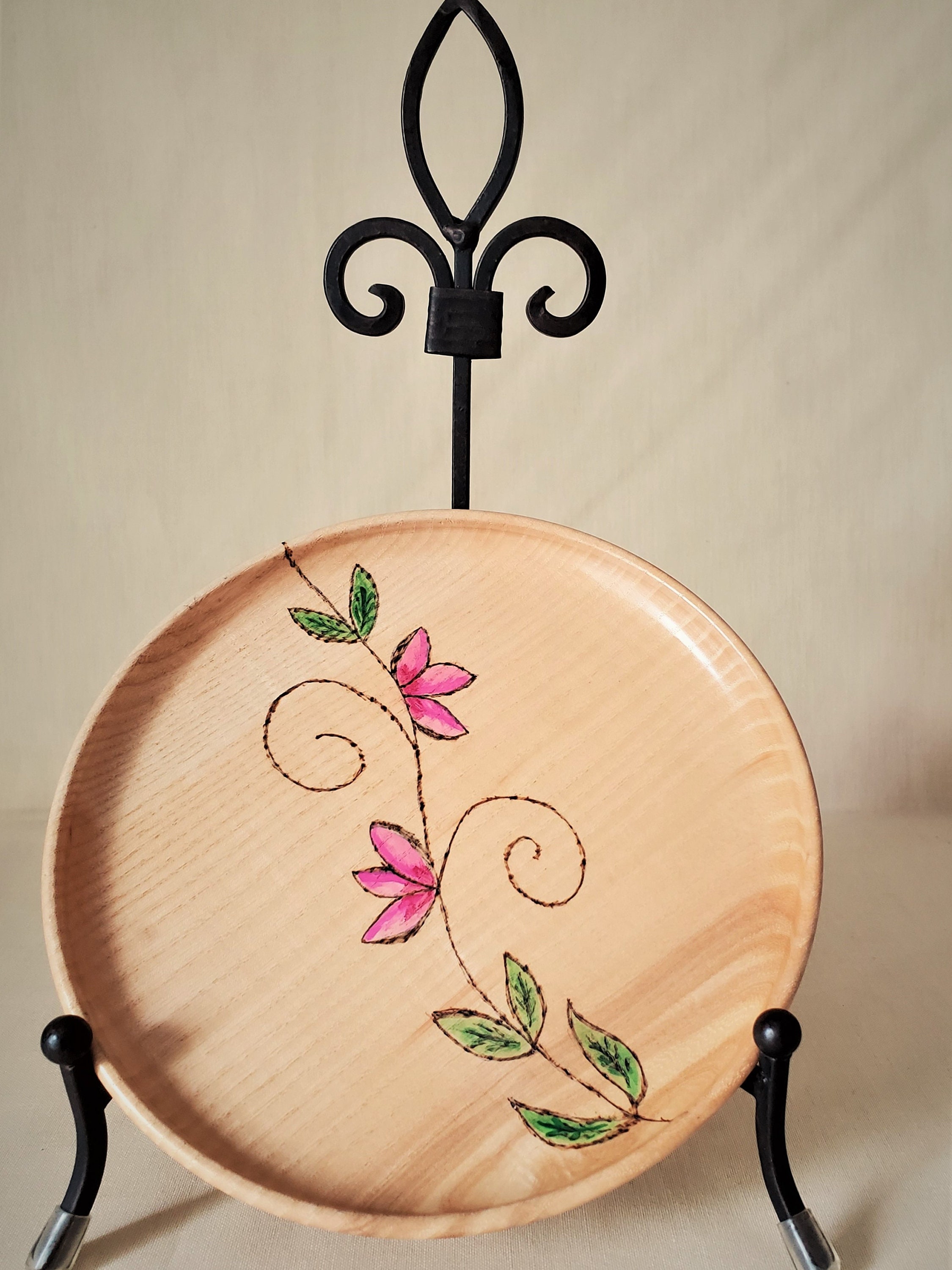 Whimsical Wooden Pyrography Plate - Etsy