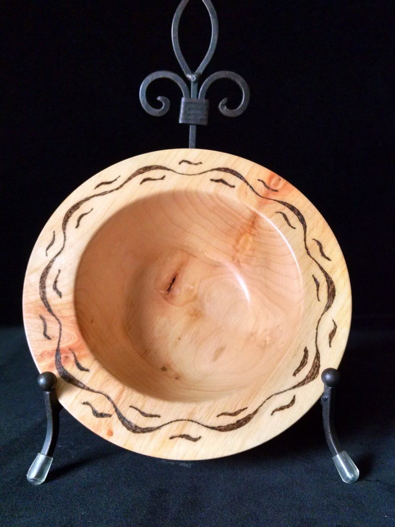Hand Turned Wooden Bowl With Pyrography Design Black Alder - Etsy