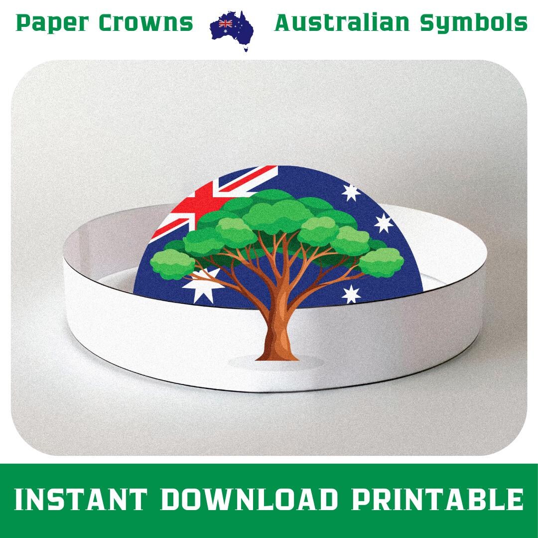 Paper Crowns Australian Symbols, Patriotic Printable Party Diy Kids ...