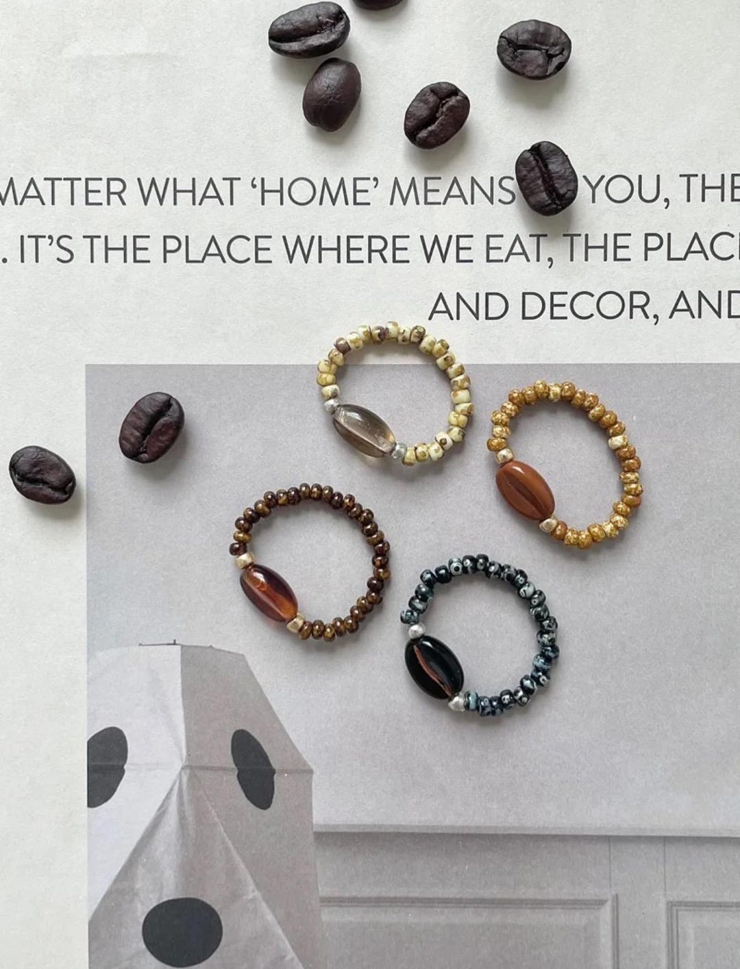 Coffee Bean Beaded Ring – A Unique Touch for Coffee Lovers - Etsy