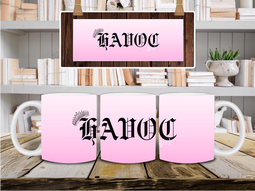Pink and White Havoc Girl Coffee Mug, Romance Mug, Bookish, Dark ...
