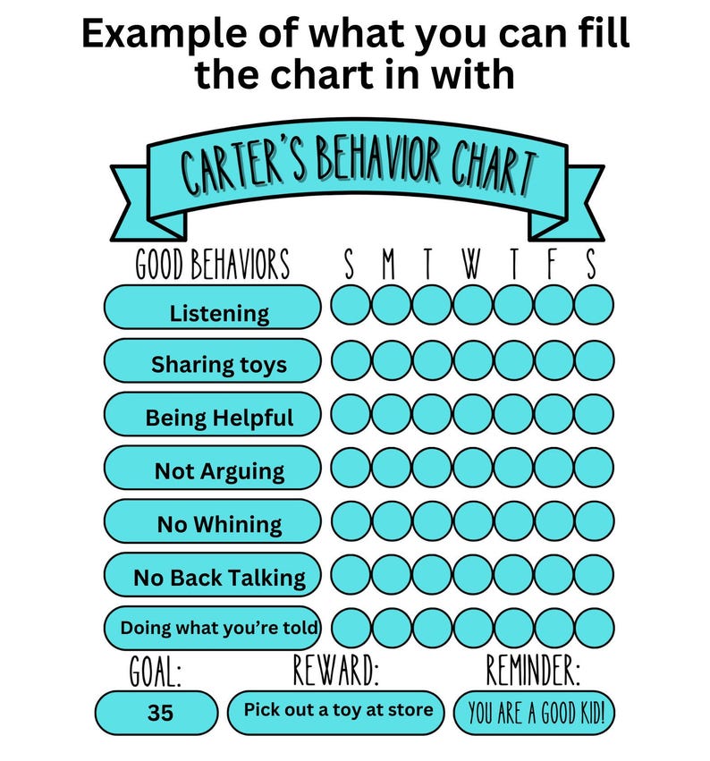 Personalized Acrylic Behavior Chart for Kids, Children's Reward System ...