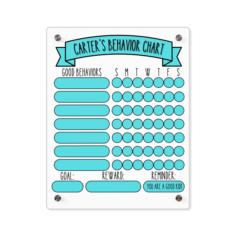 Personalized Acrylic Behavior Chart for Kids, Children's Reward System ...