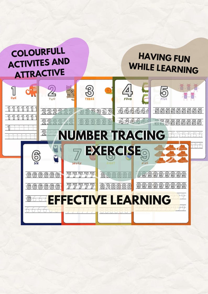 Number Tracing Activities for Kids - Etsy