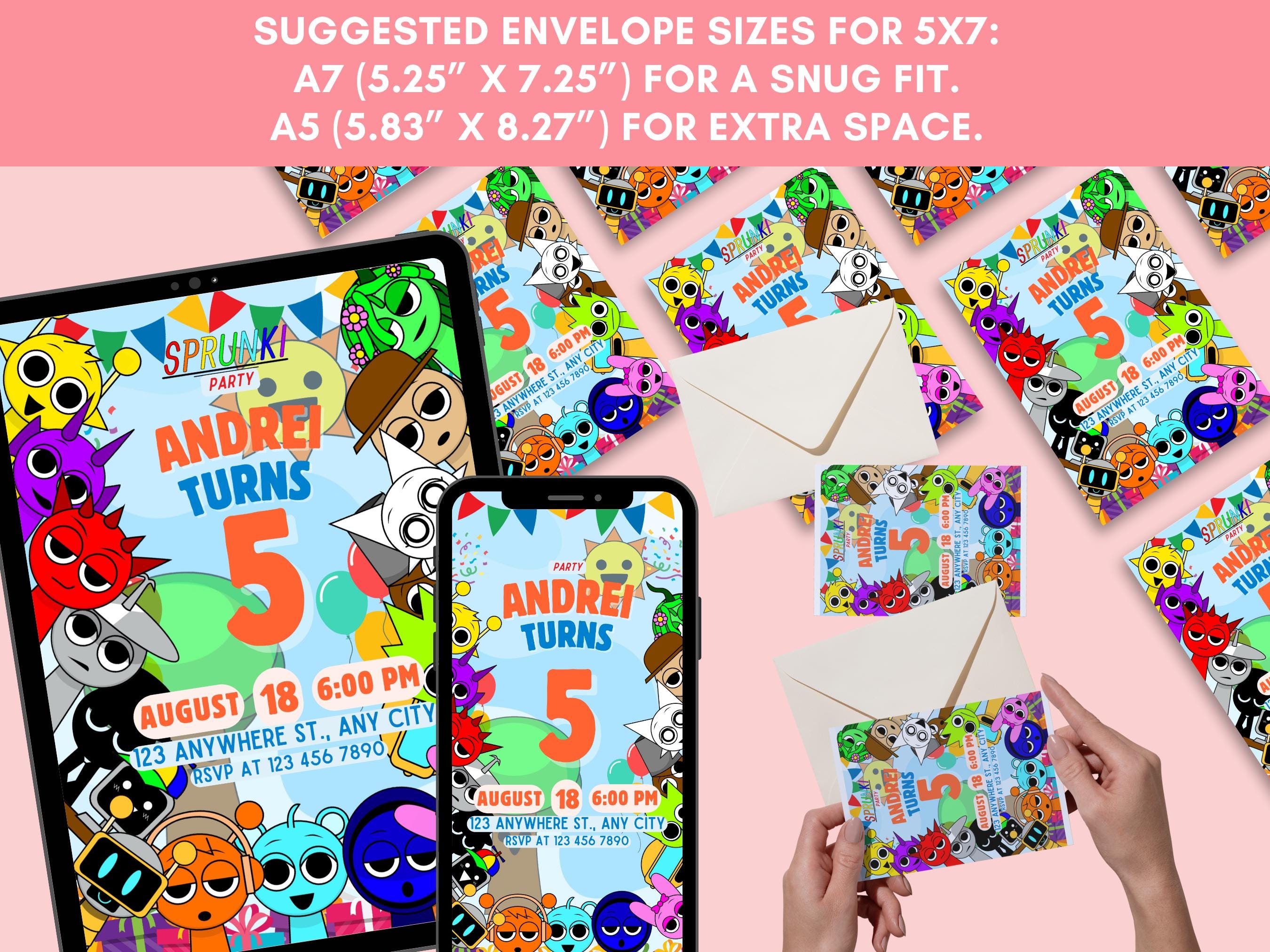 Sprunki Birthday Invitation Template: Editable Kids Party Invite ...