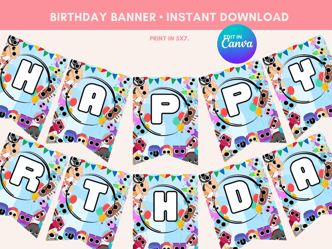 Dandys World Roblox Birthday Banner: DIY Party Decorations (PDF) - Etsy