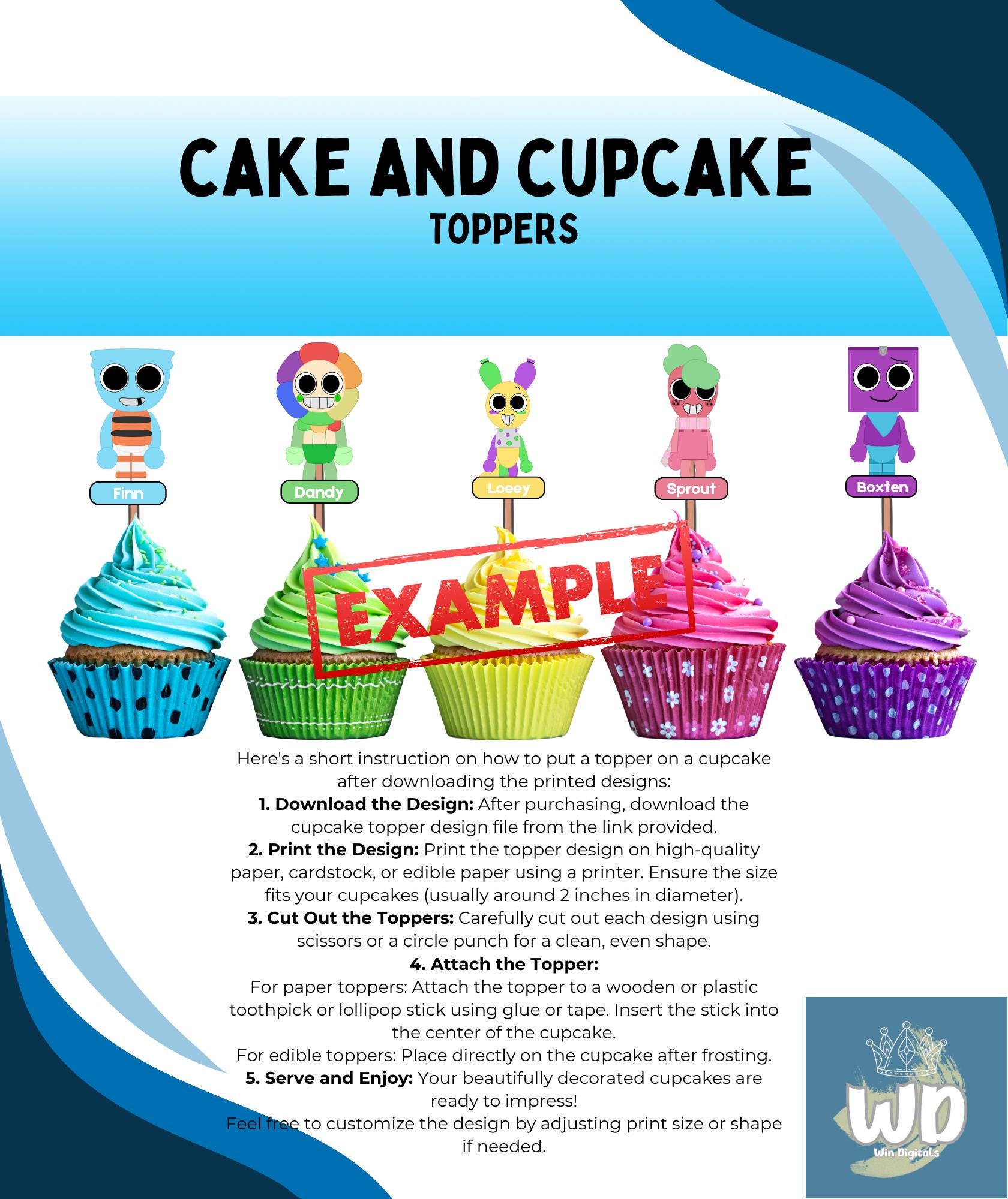 Printable Dandy's World Cupcake Toppers & Birthday Banner – Digital ...