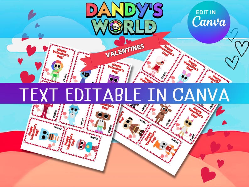 Editable Print-your-own Dandy's World Valentine’s Cards – Digital ...