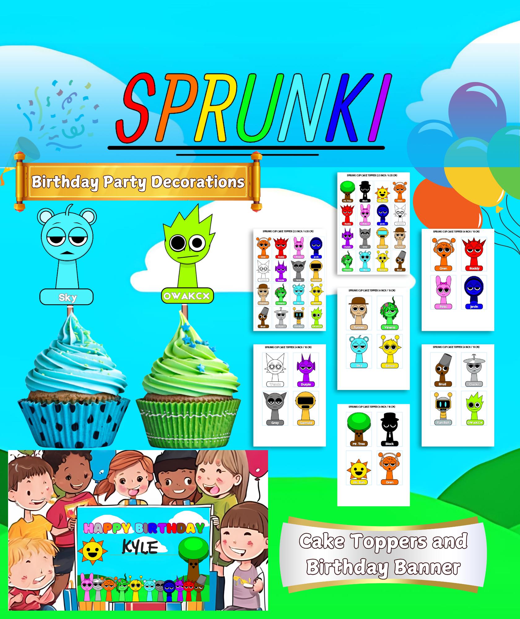 Printable Sprunki Cupcake Toppers & Birthday Banner – Digital Download ...
