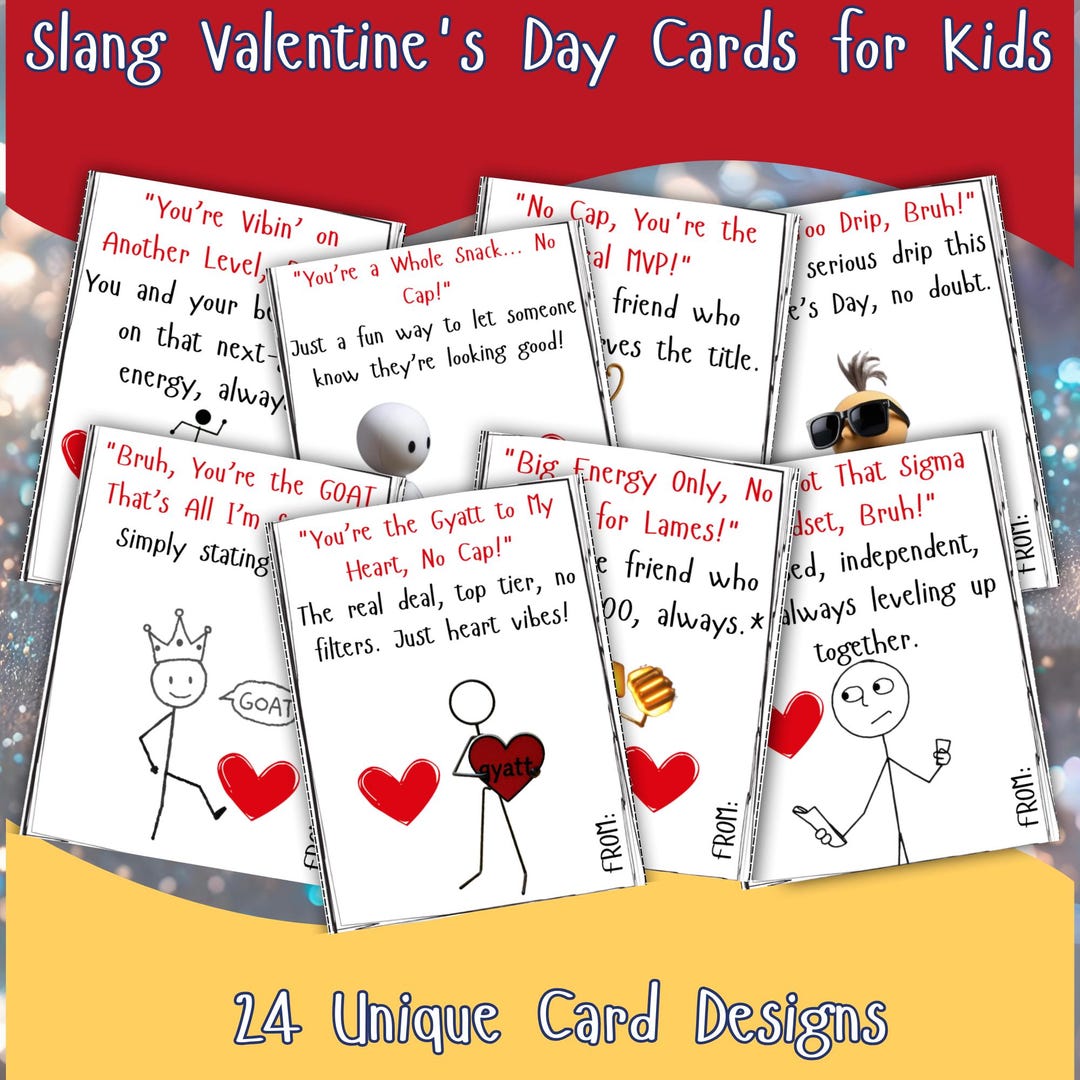 Awesome Slang Valentines Day Cards for Kids Gen Z & Alpha-inspired ...