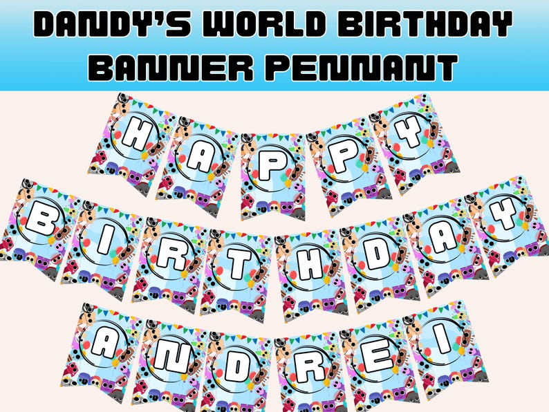 Dandys World Roblox Birthday Banner: DIY Party Decorations (PDF) - Etsy
