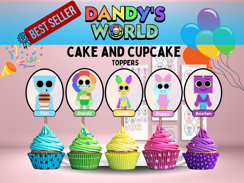 Dandys World Cupcake Toppers: Printable Party Decor (digital Download ...