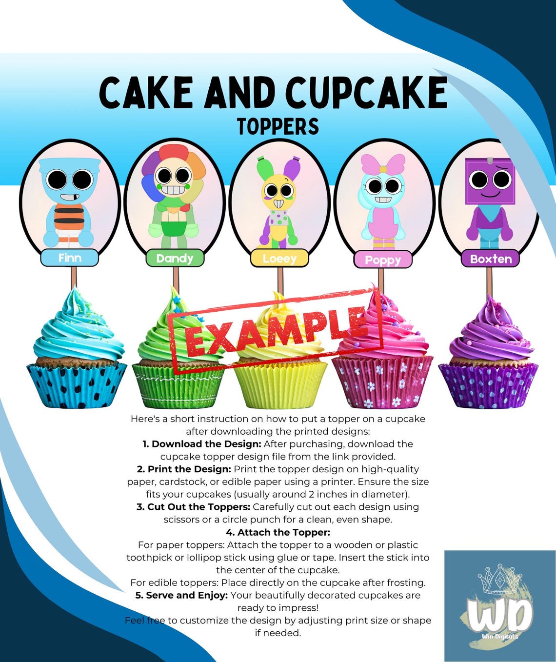Dandys World Cupcake Toppers: Printable Party Decor (digital Download ...