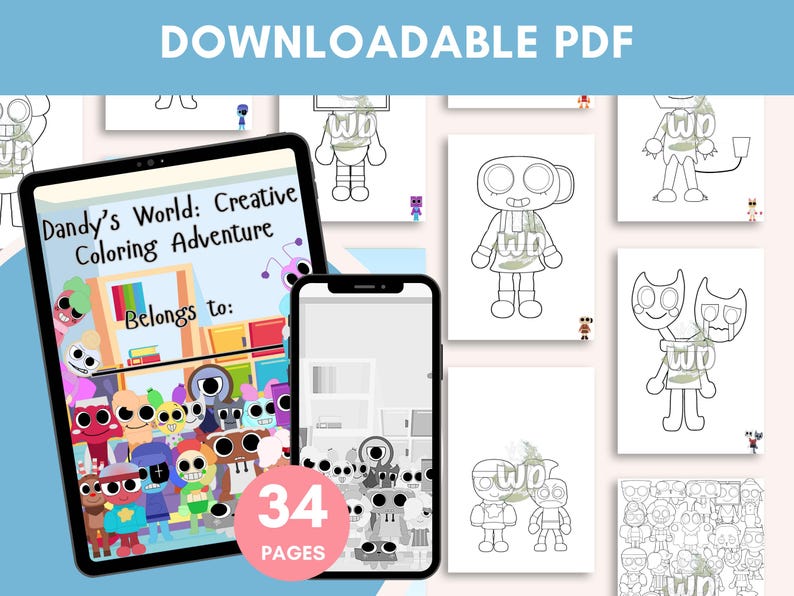 Dandys World Roblox Coloring Pages: Fun Creepy Art (digital Download ...