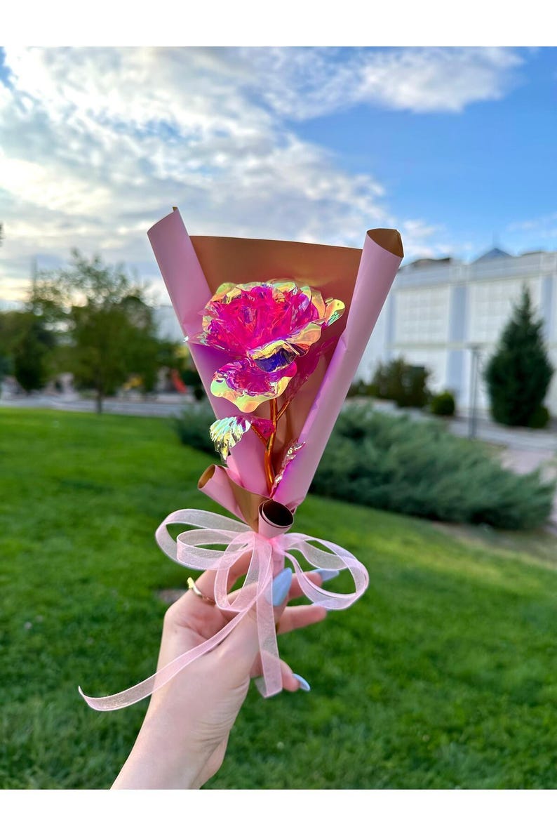 Infinity Rose Bouquet Eternal Love Symbol With Holographic Design ...
