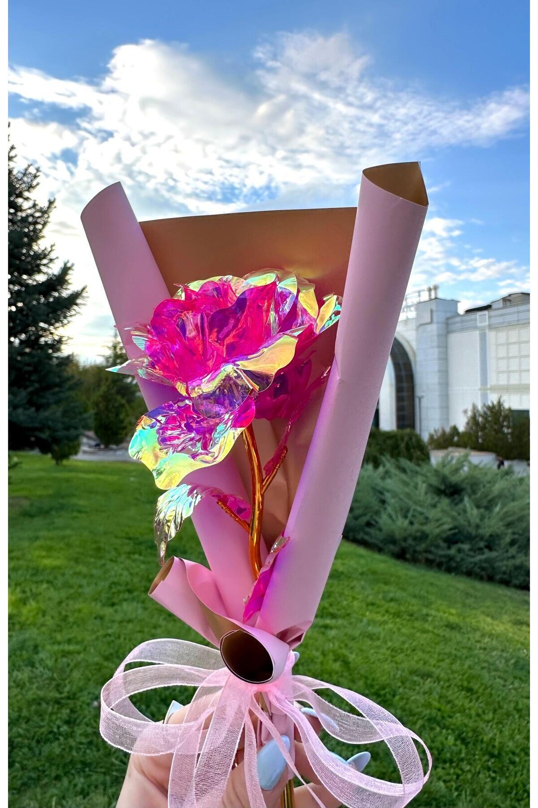 Infinity Rose Bouquet Eternal Love Symbol With Holographic Design ...