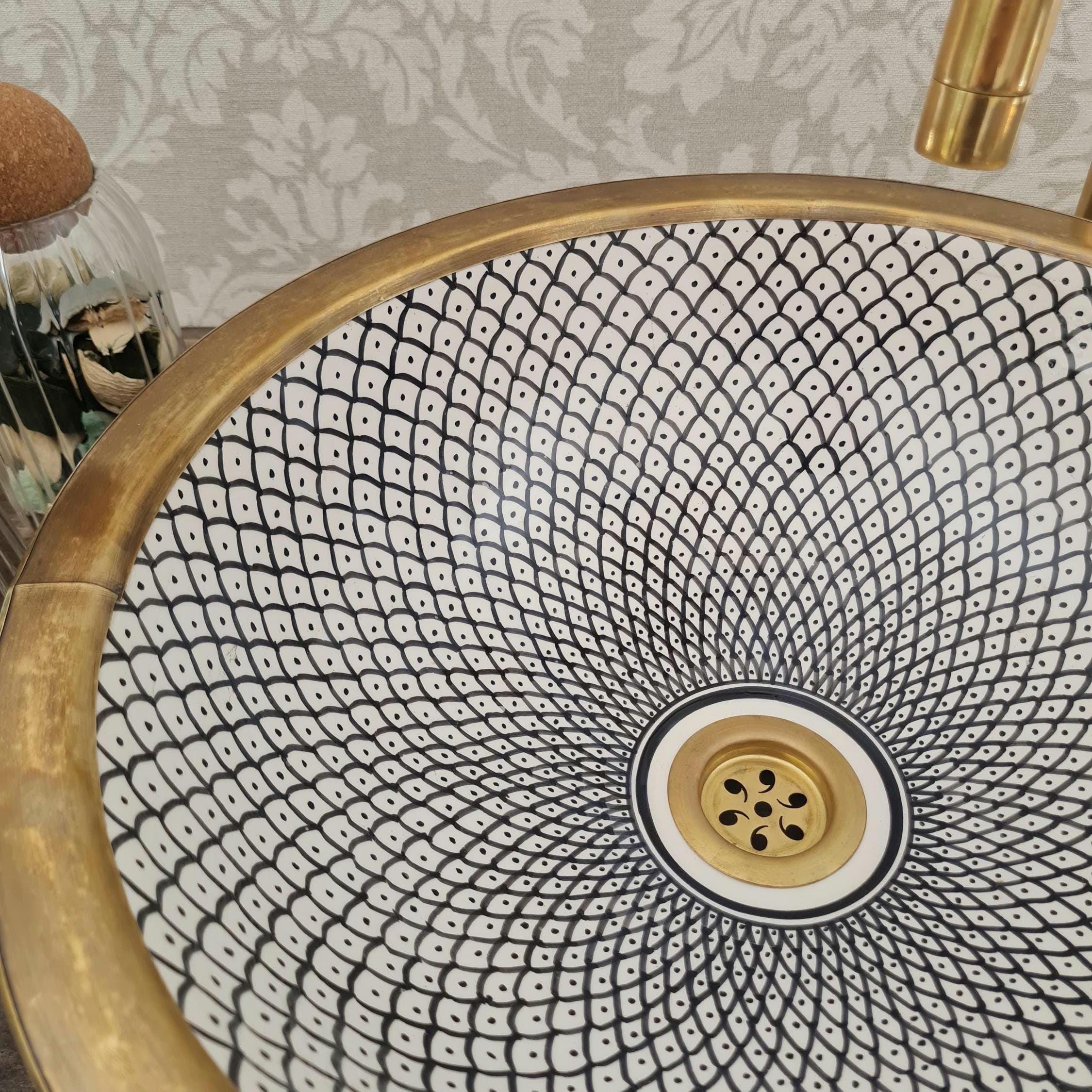 Handmade Ceramic Sink - Fish Scales Minimalist Design - Black & White ...