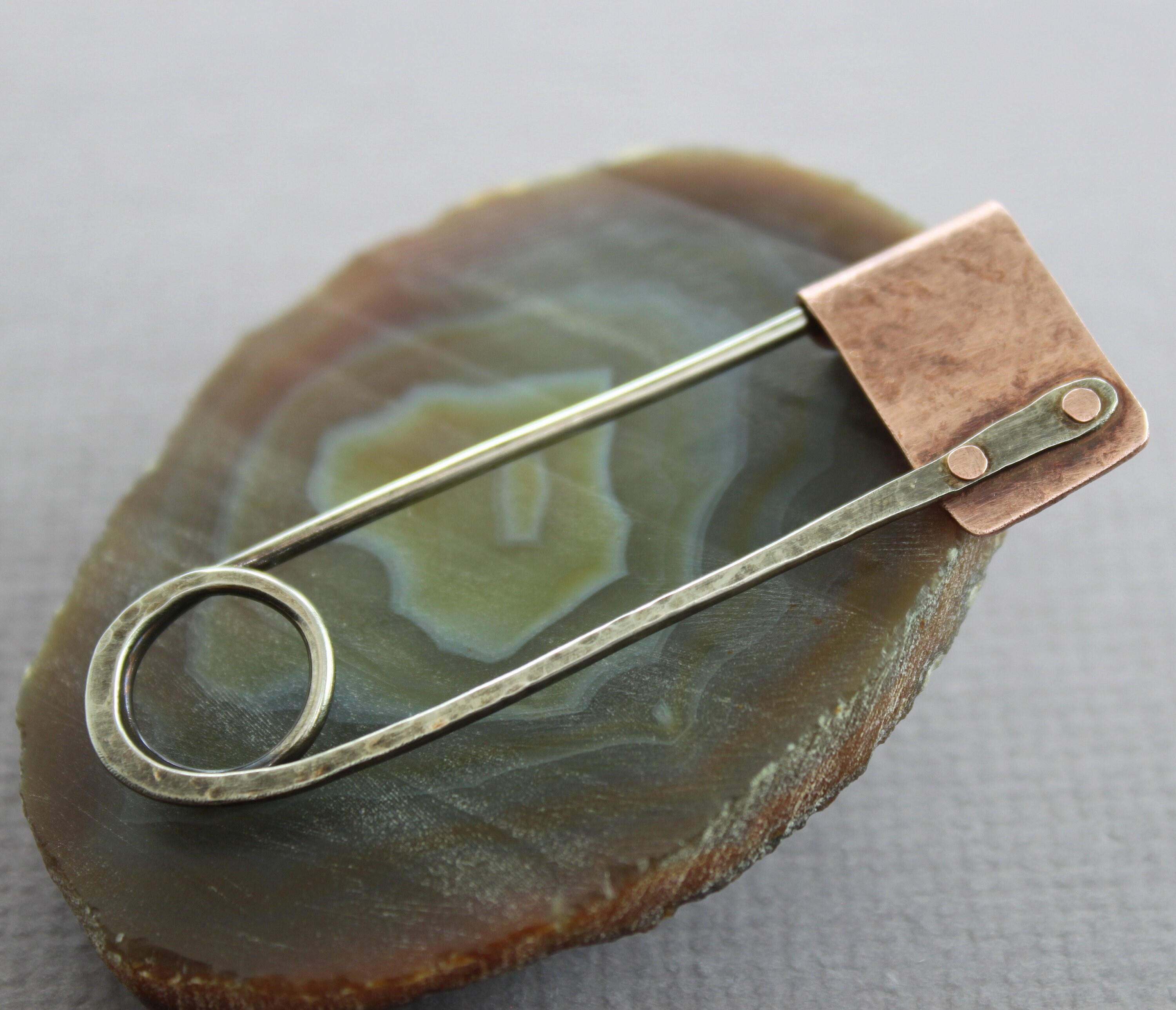 Mix metal safety pin style shawl pin Modern shawl pin | Etsy