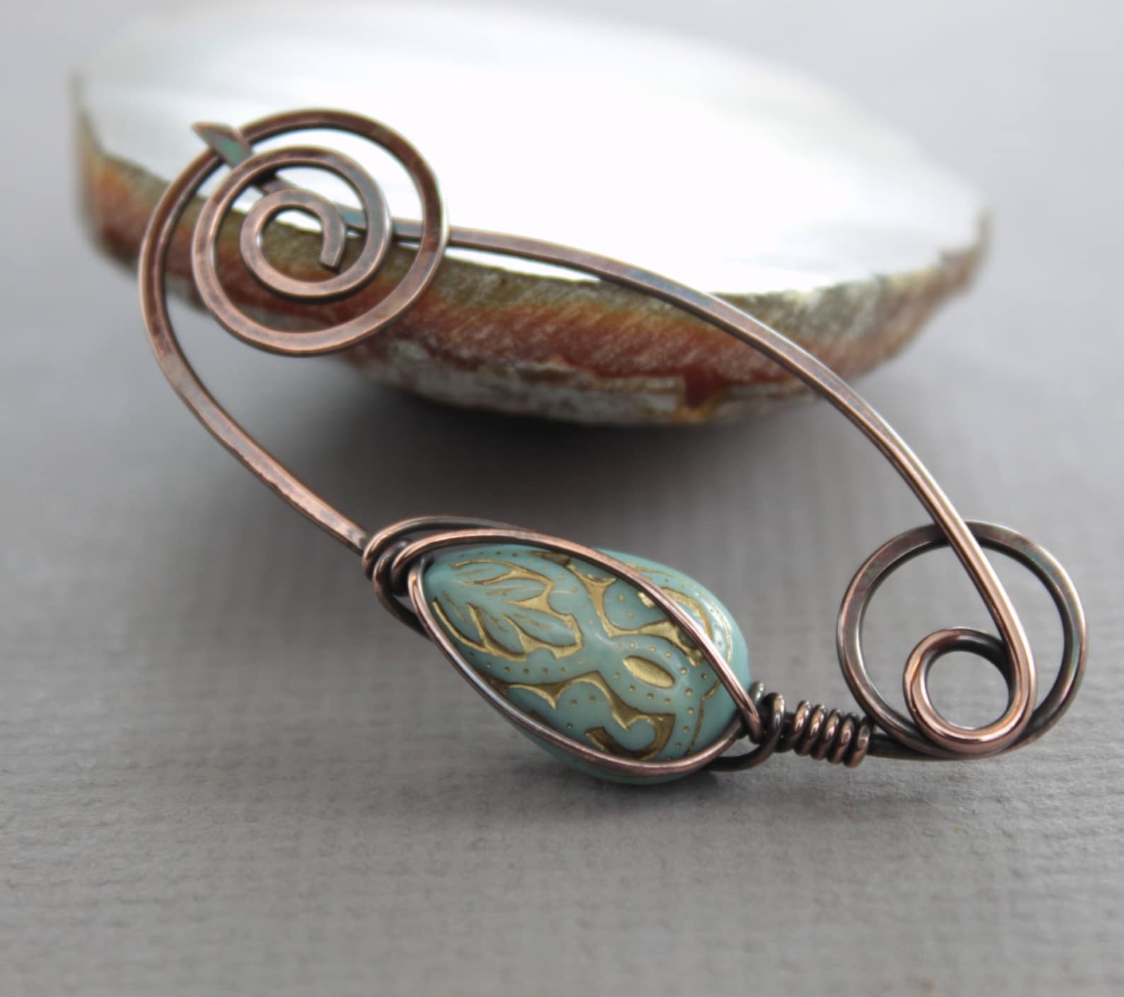 Shawl Pin With Mint Color Acrylic Drop Bead Scarf Pin - Etsy