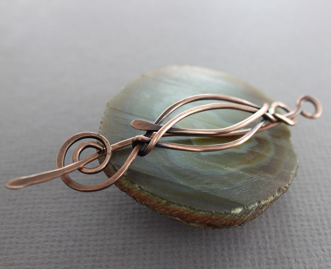 Large Shawl Pin, Fibula, Copper Pin, Hair Clip, Cardigan Clasp, Hair ...