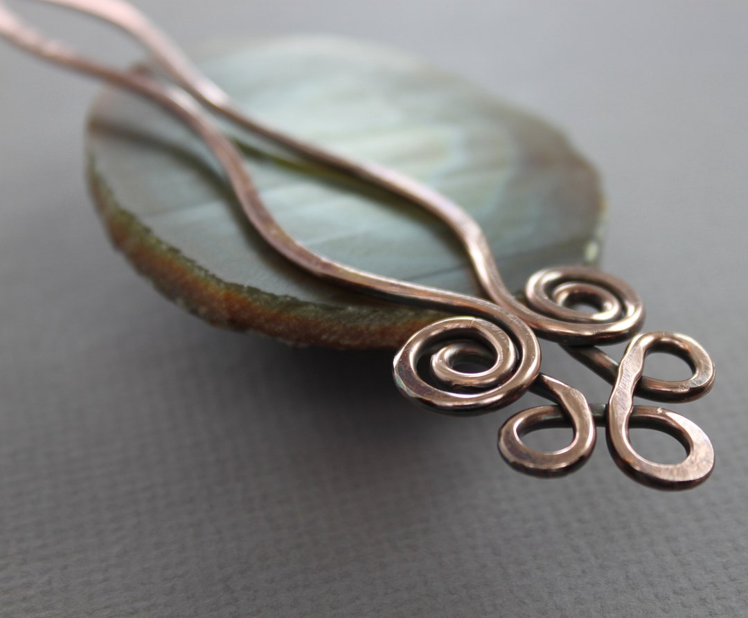 Copper Celtic Knot Hair Fork Pin: Hand Forged Hair Jewelry - Etsy
