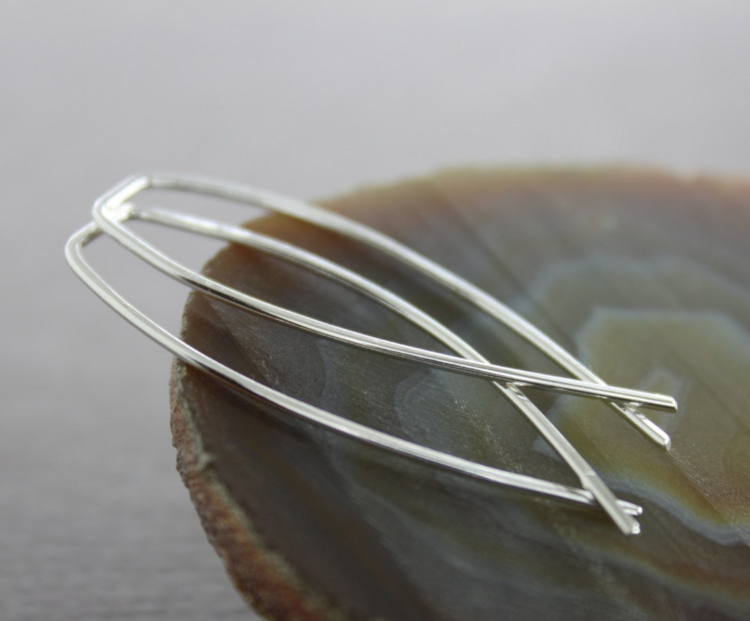 Modern Open Shape Sterling Silver Earrings - Minimalist Earrings ...