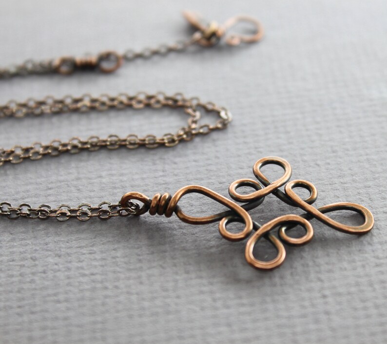 Celtic Cross Copper Necklace Wire Cross Necklace Cross - Etsy