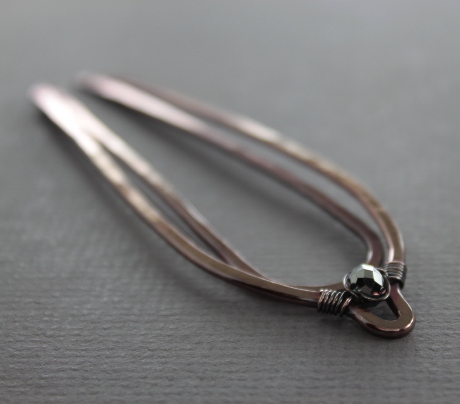 Set of Copper Hair Fork Pins With Black Crystal Hair Jewelry - Etsy