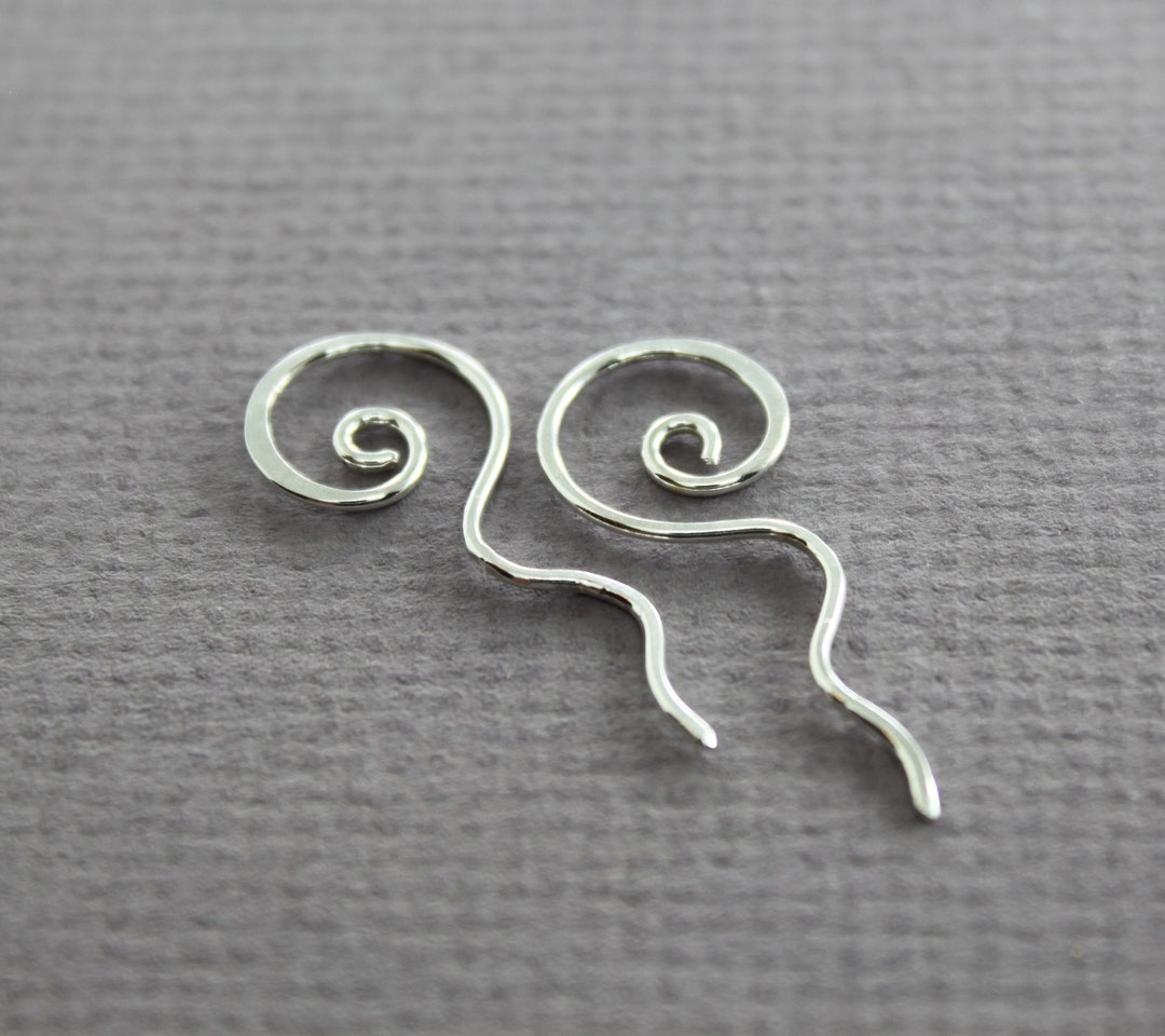 Sterling Silver Spiral Threader Earrings: Minimalist Swirl Hook Design ...