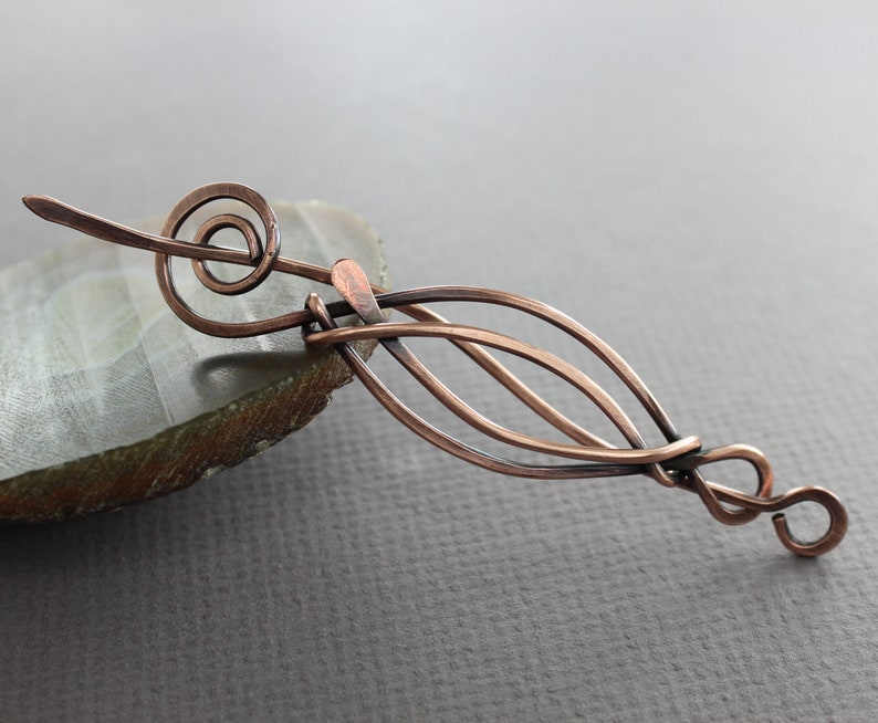 Large Shawl Pin Fibula Copper Pin Hair Clip Cardigan - Etsy