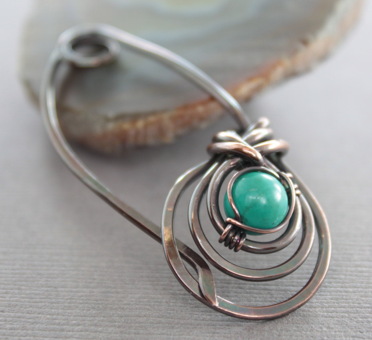 Shawl Pin With Turquoise Stone Beaded Shawl Pin Fibula | Etsy